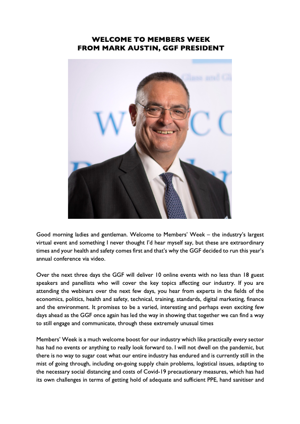 Mark Austin, GGF President_V2 – Welcome Speech Members’ Week 2020