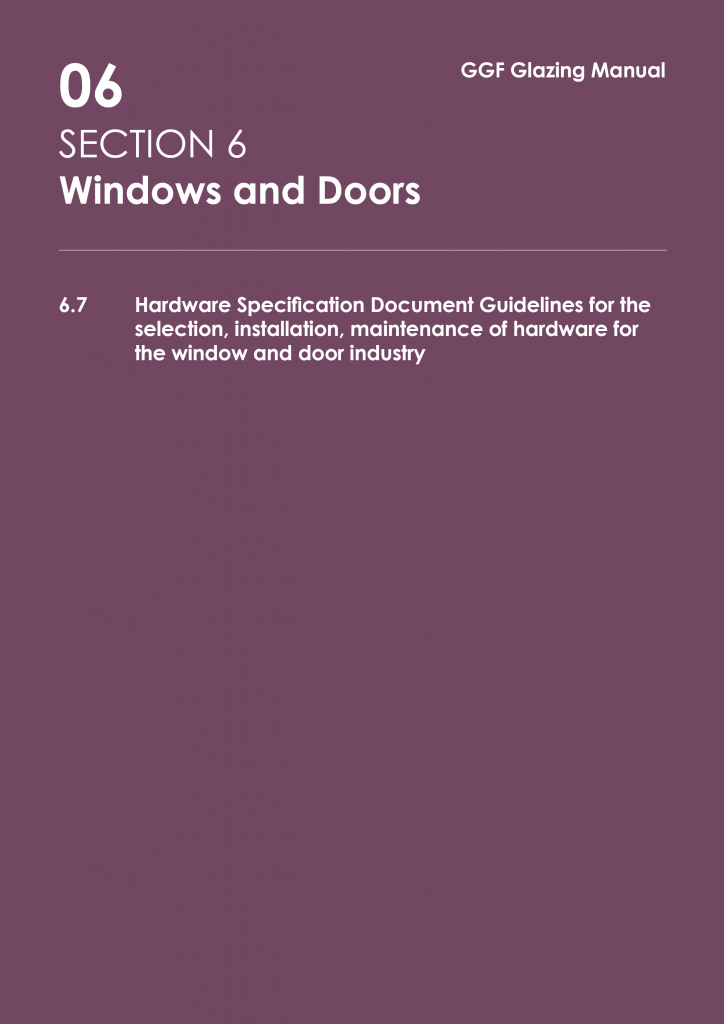 6.7 Cover page - Glass and Glazing Federation