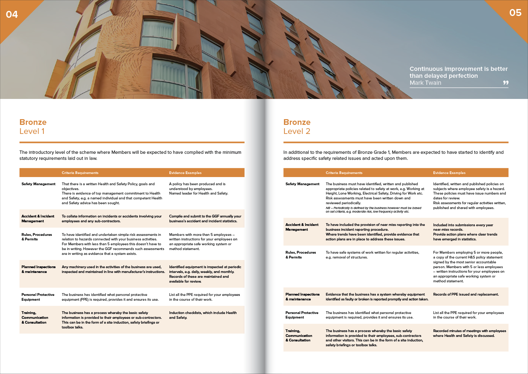 Bronze levels of achievement