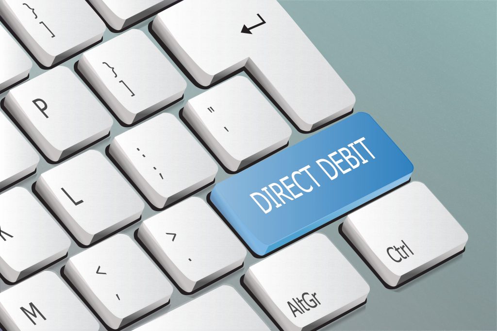 Direct Debit written on the keyboard button