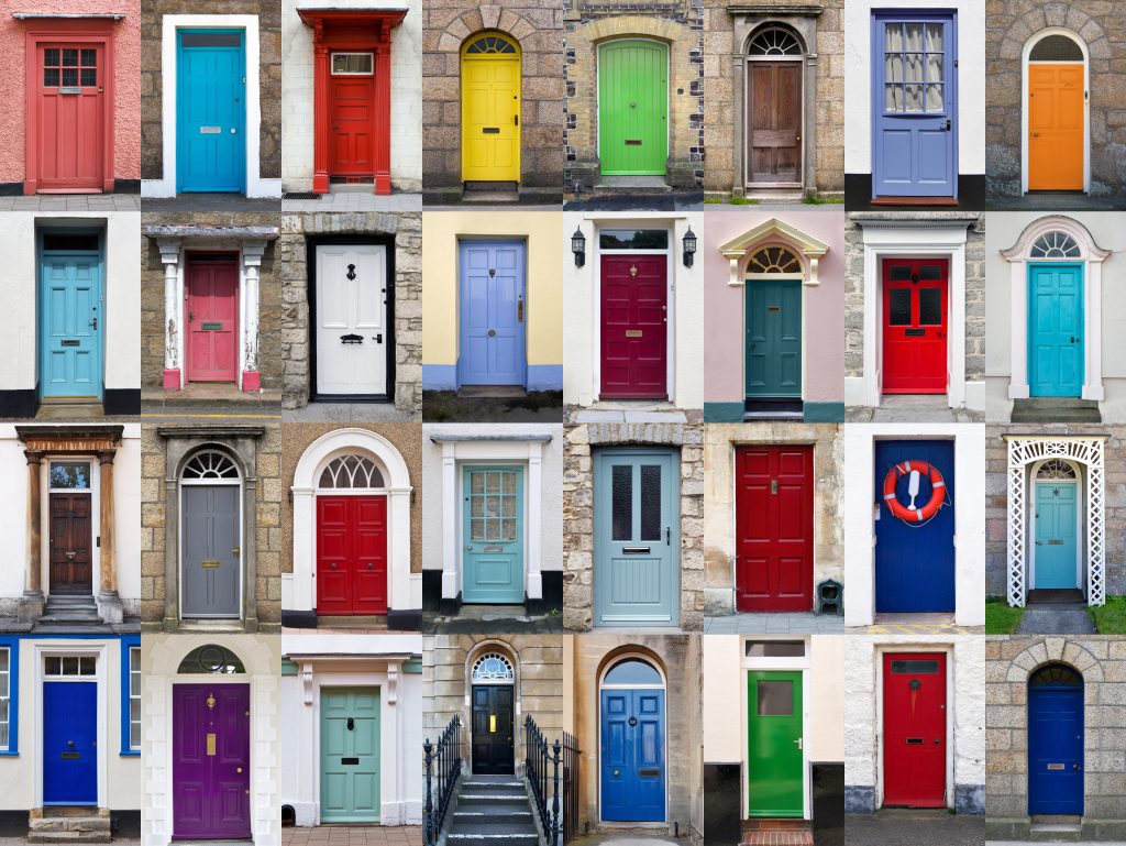 32 front doors horizontal collage